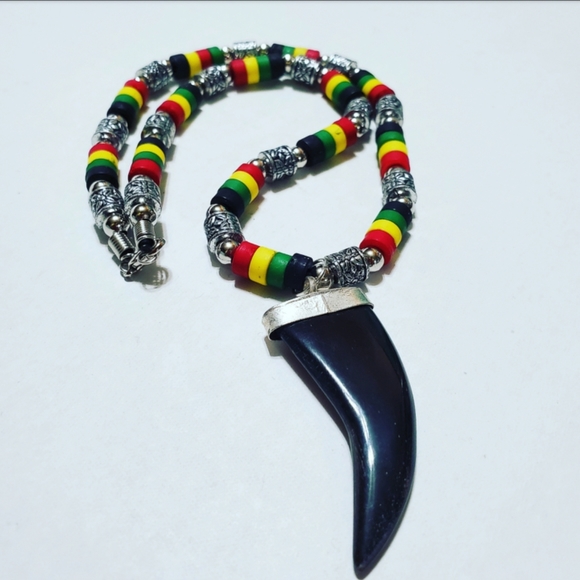 Accessories | Mens Rasta Bead Animal Fang Shaped Pendant | Poshmark